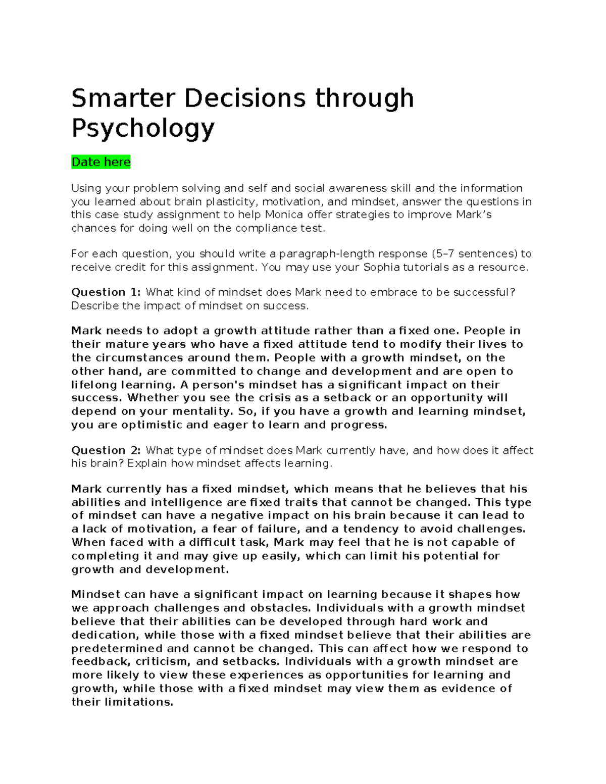 PYSC 100 class - Assignment 1 - Smarter Decisions through Psychology ...