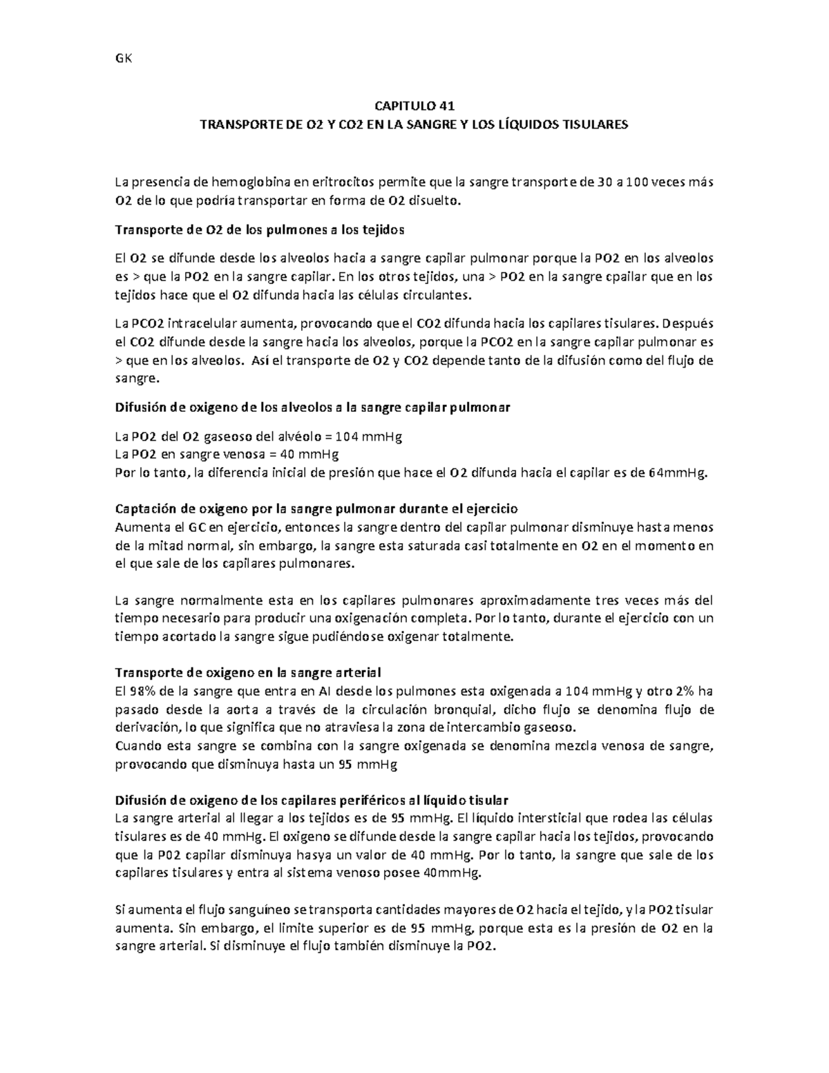 Resumen Capitulo 41 Transporte O2 y CO2 - Warning: TT: undefined function: 32 Warning: TT ...