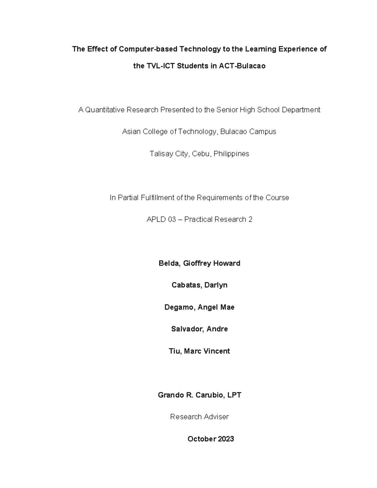 Group 5 - ..... - The Effect of Computer-based Technology to the ...