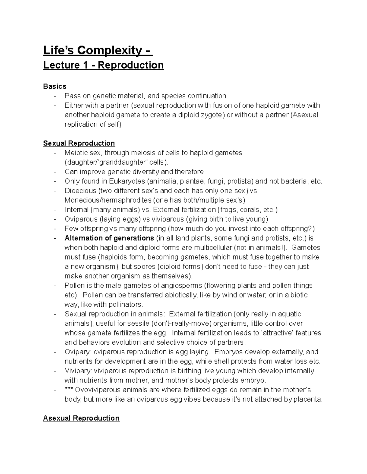 Life’s Complexity - lec. notes - Life’s Complexity - Lecture 1 ...