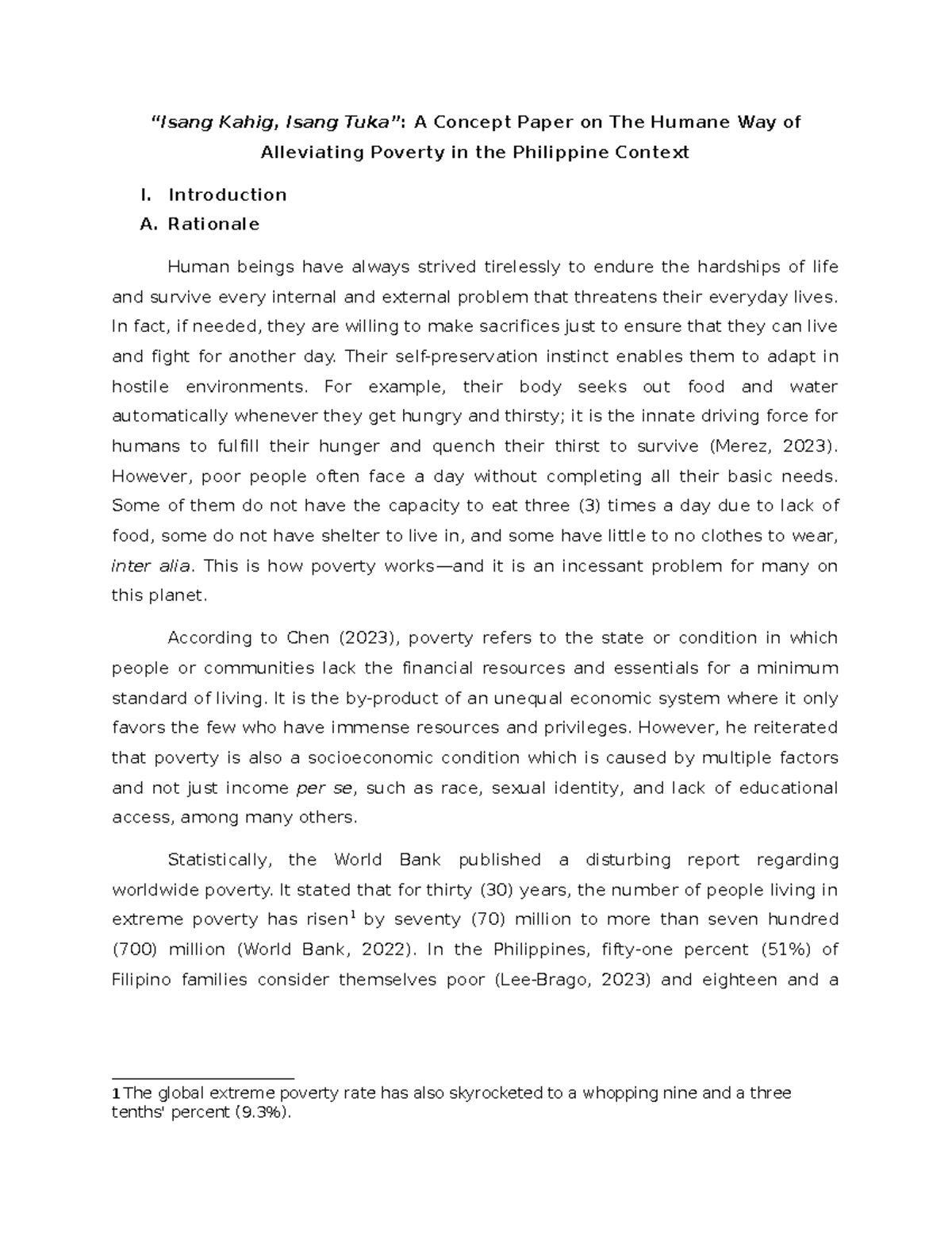 Concept Paper (Revised) - “Isang Kahig, Isang Tuka”: A Concept Paper on ...