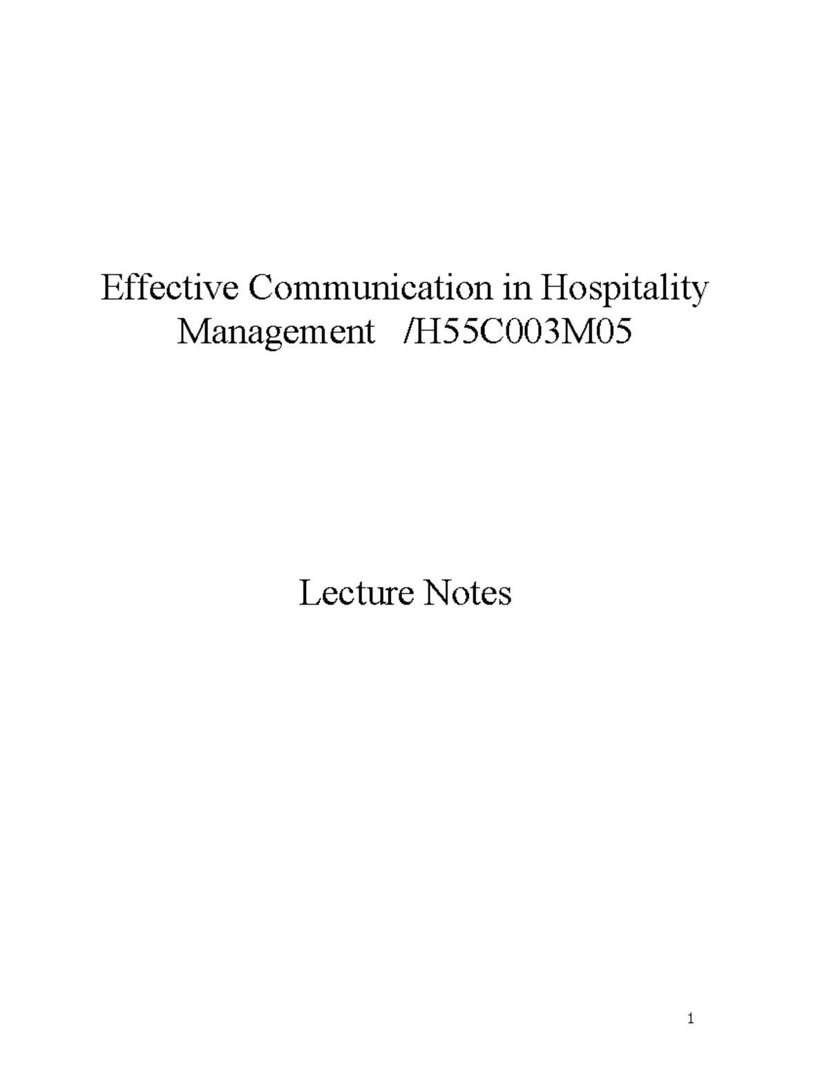 Notes on Effective Communication - Effective Communication in ...