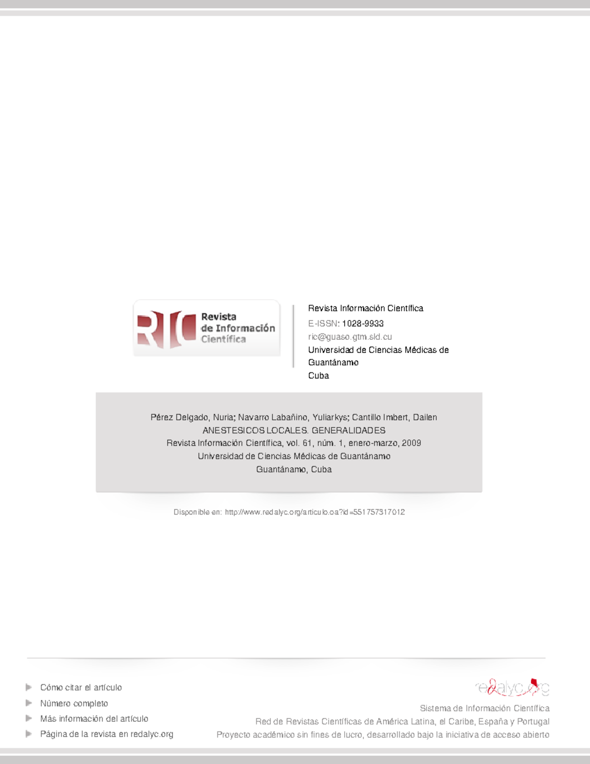 Obesidad......... - Revista Información Científica E-ISSN: 1028- ric ...