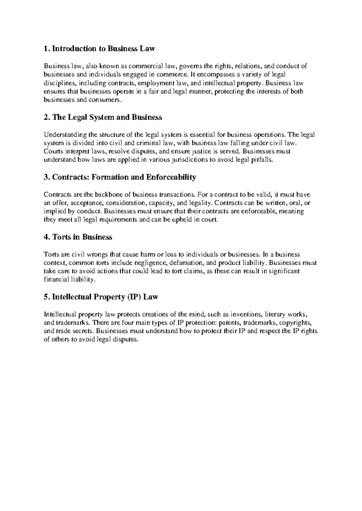 Contracts Formation and Enforceability - 1. Introduction to Business ...