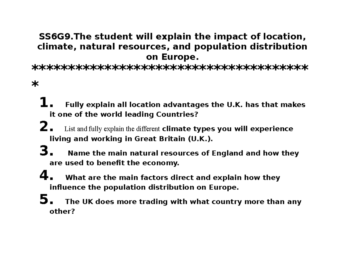 9-16-19 UK Q&A SS6G9 - my assignment - SS6G9 student will explain the ...