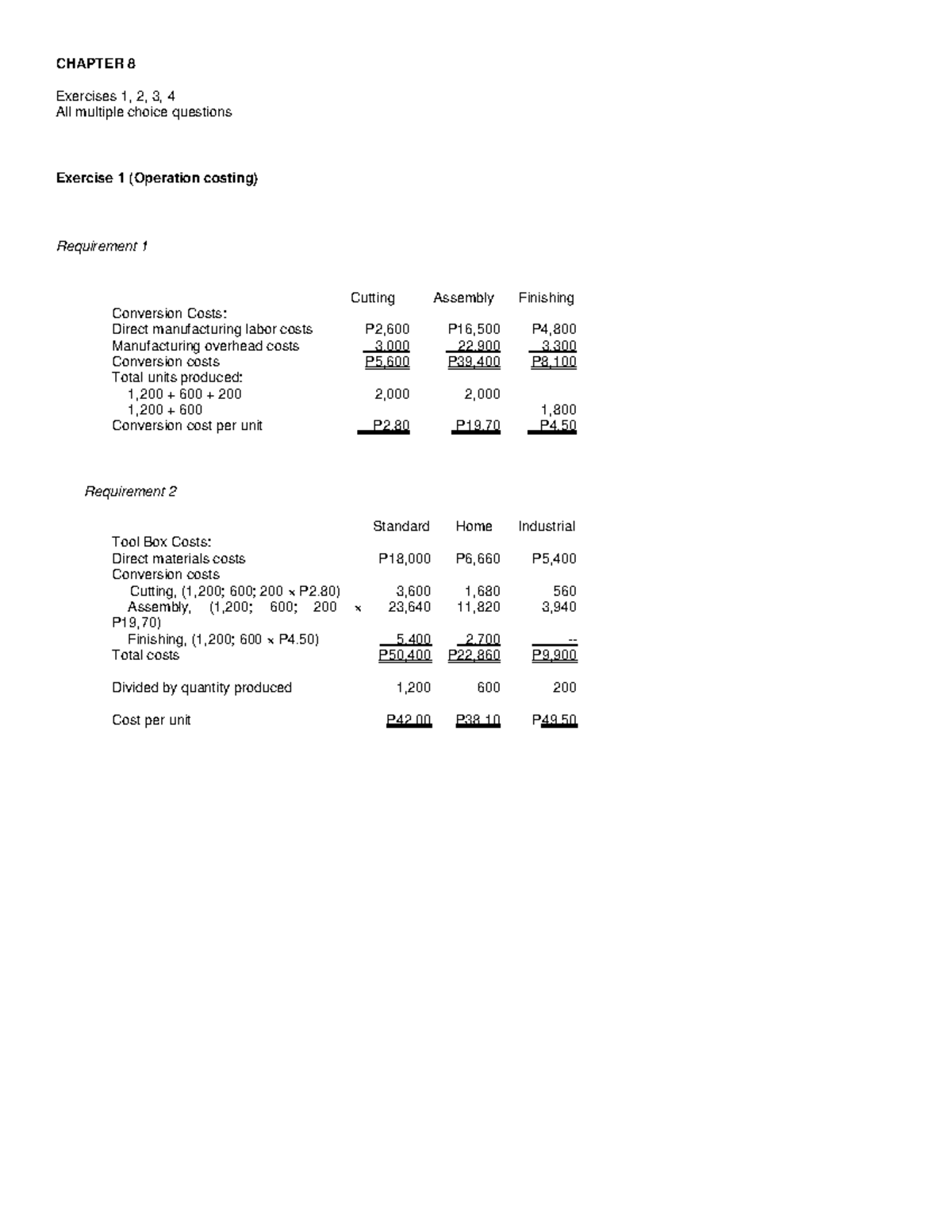 Chapter 8 Answer Key - CHAPTER 8 Exercises 1, 2, 3, 4 All multiple ...