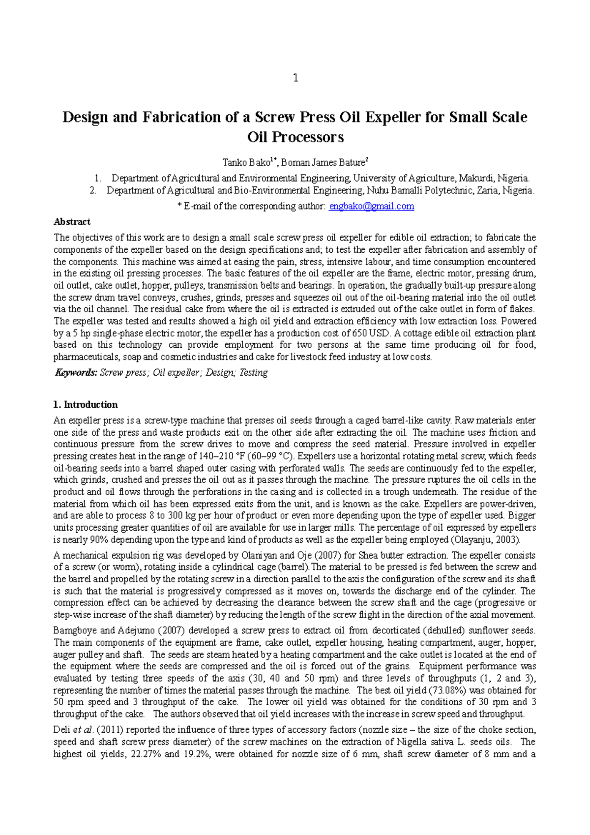 337947418 Design and Fabrication of a Screw Press - Design and ...