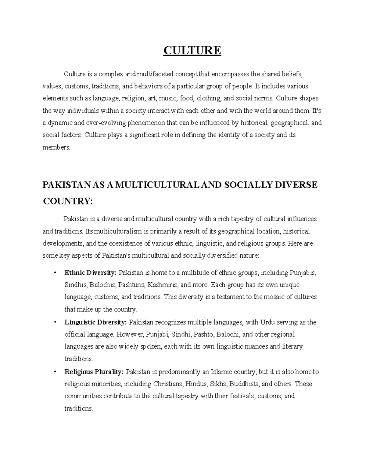 PST Assignment 2 2023 - fall 2023 - CULTURE Culture is a complex and ...