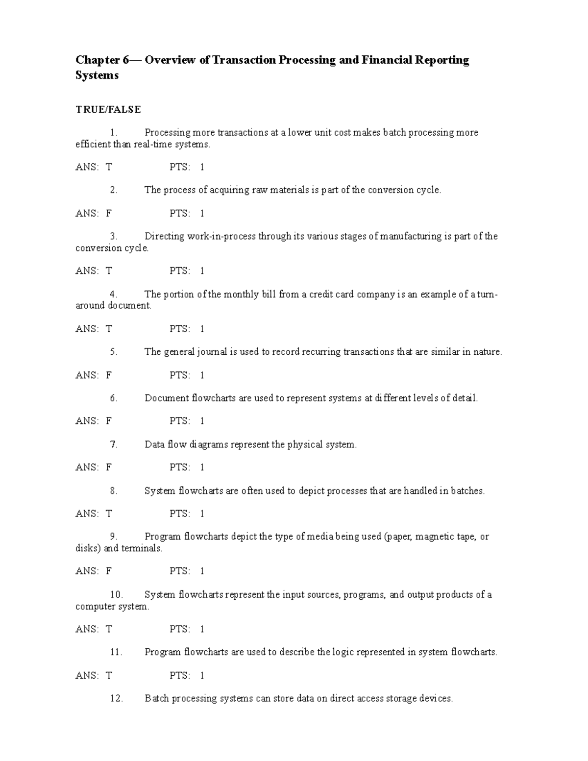 Accounting Info System - Chapter 6— Overview of Transaction Processing ...