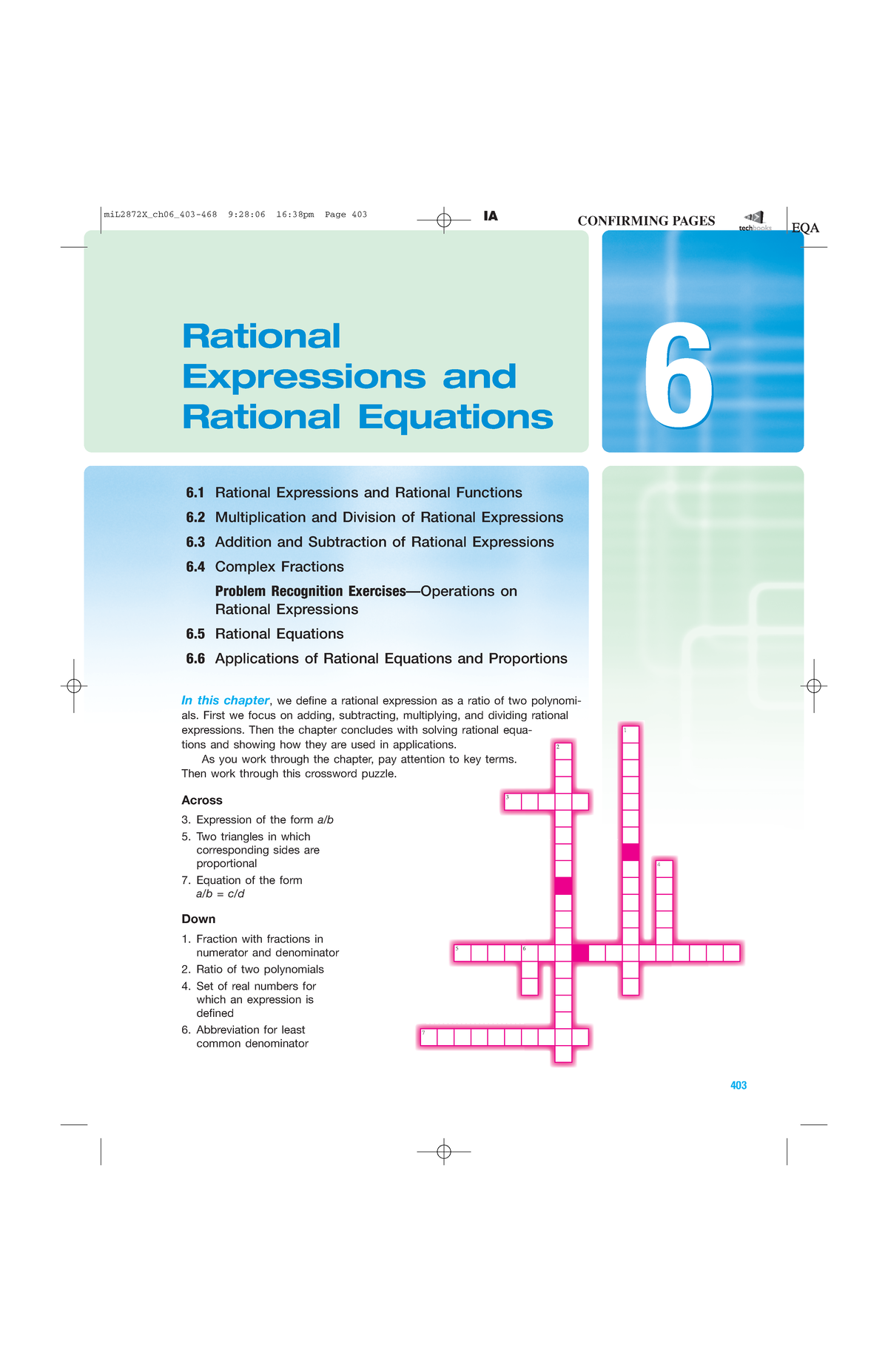 Rational expressions and equations - ####### IA In this chapter, we ...