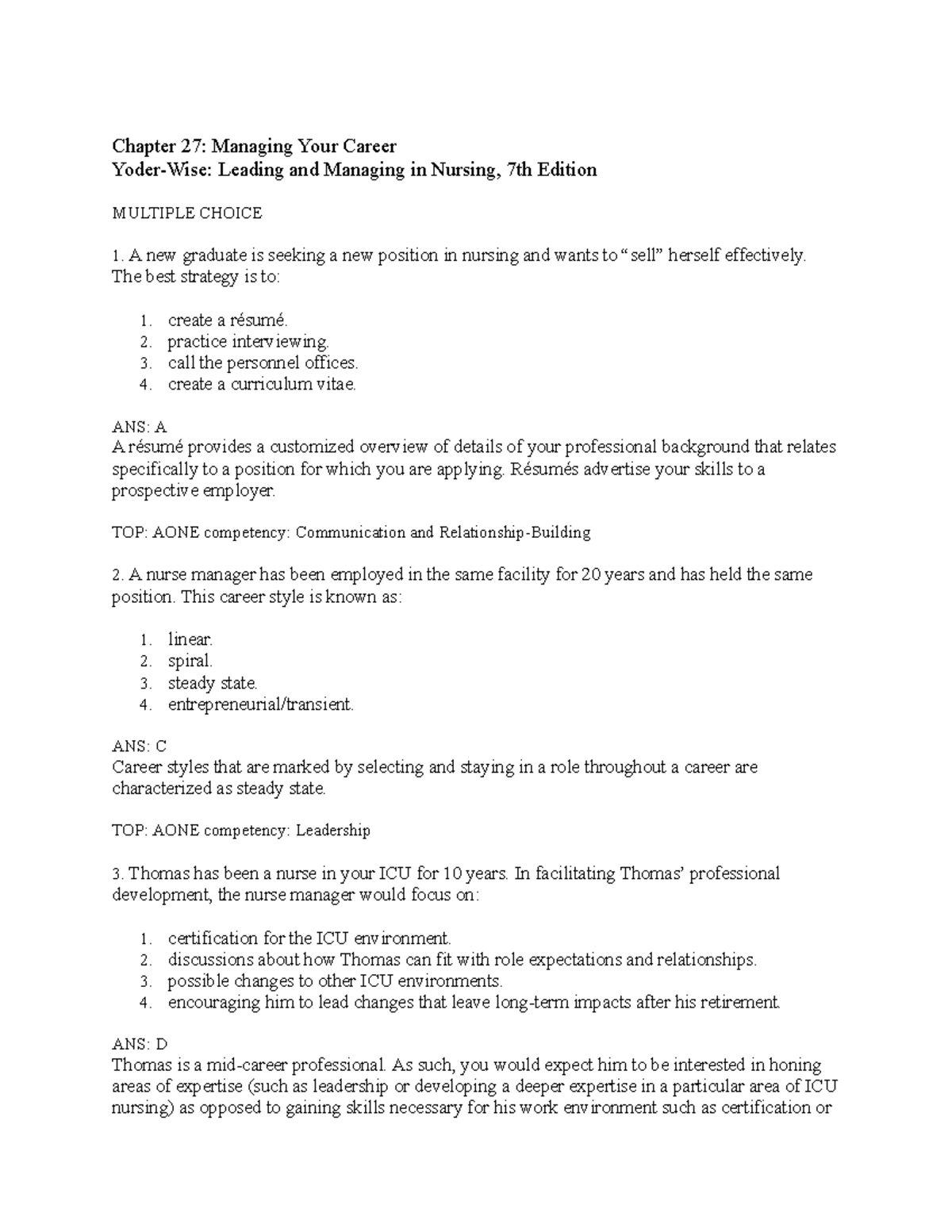 Manging your career - lecture notes - Chapter 27: Managing Your Career ...