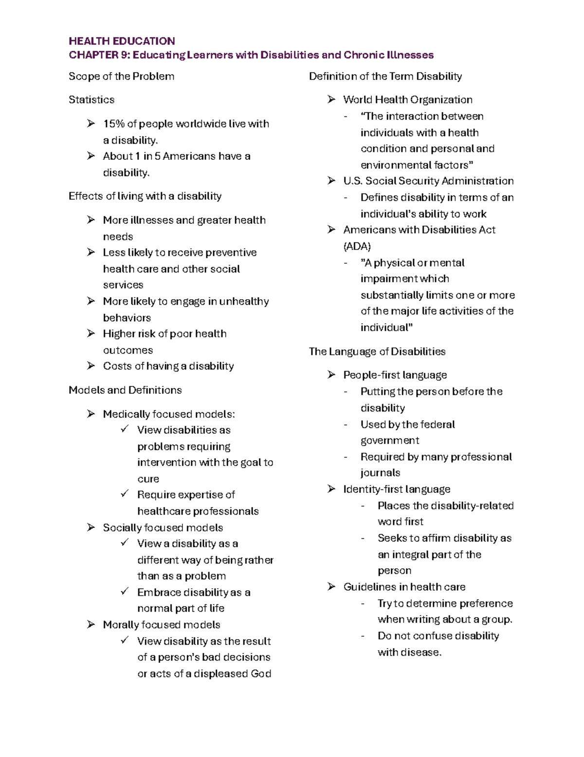 HE-C9 - Health educ c9 - CHAPTER 9: Educating Learners with ...
