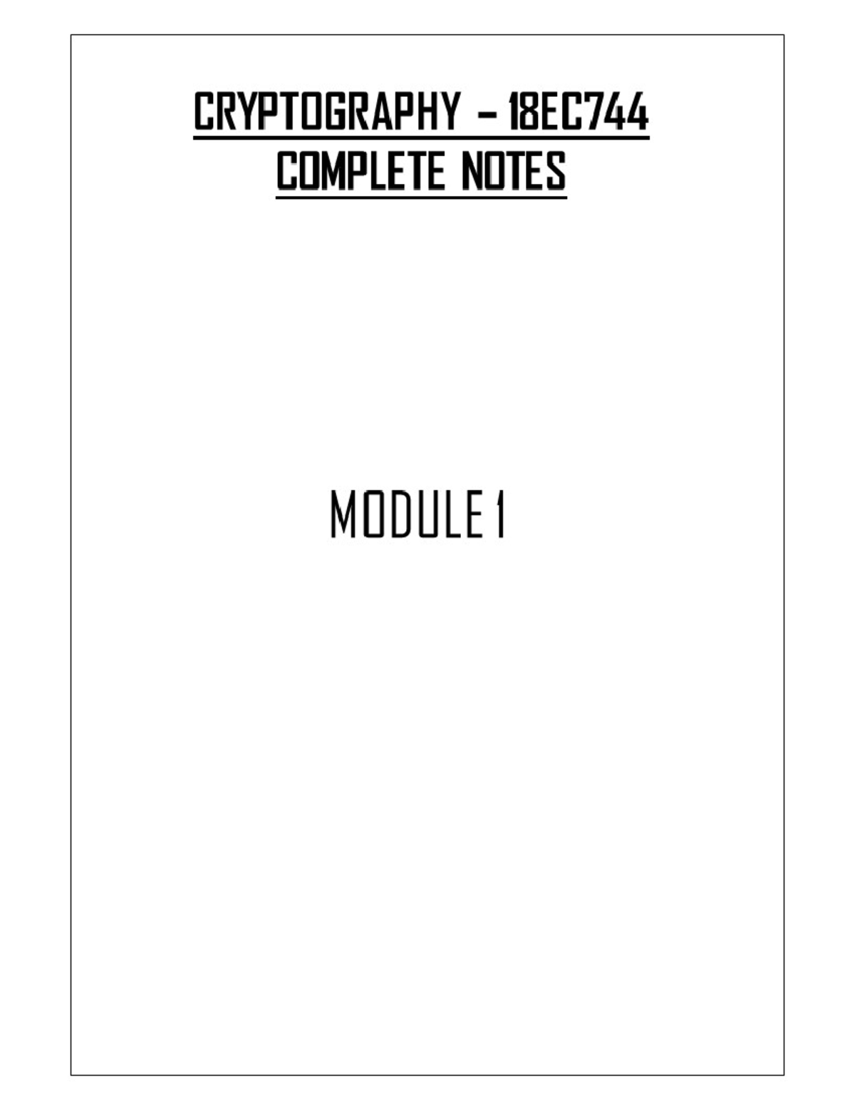 Cryptography Complete Notes - MODULE 1 Classical Encryption Techniques ...
