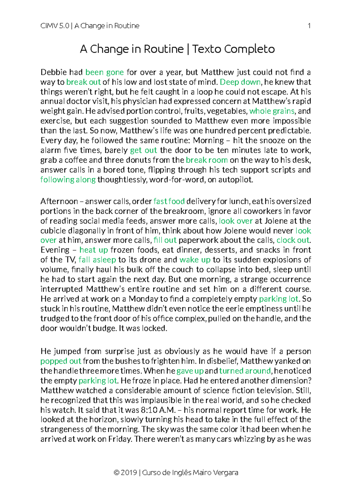 PDF A Change in Routine Completo - A Change in Routine | Texto Completo ...