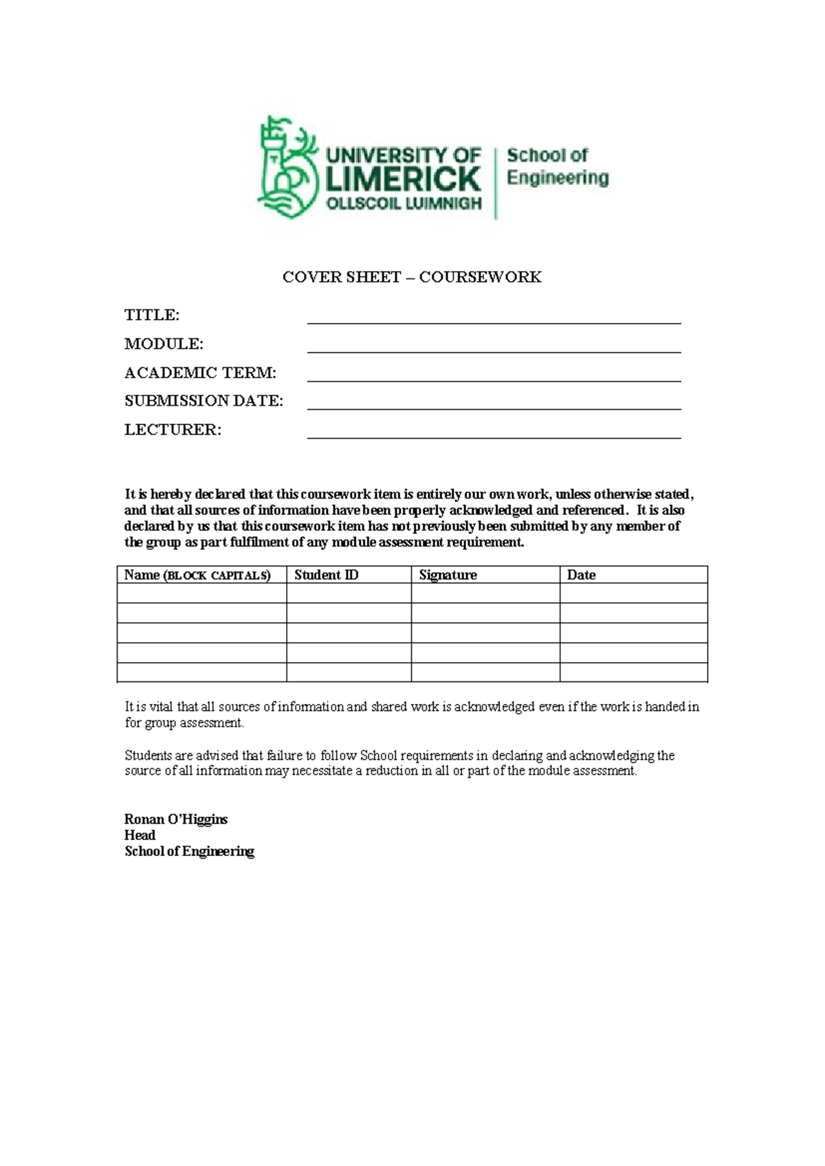 Coursework Cover Sheet So E - COVER SHEET – COURSEWORK TITLE: - Studocu