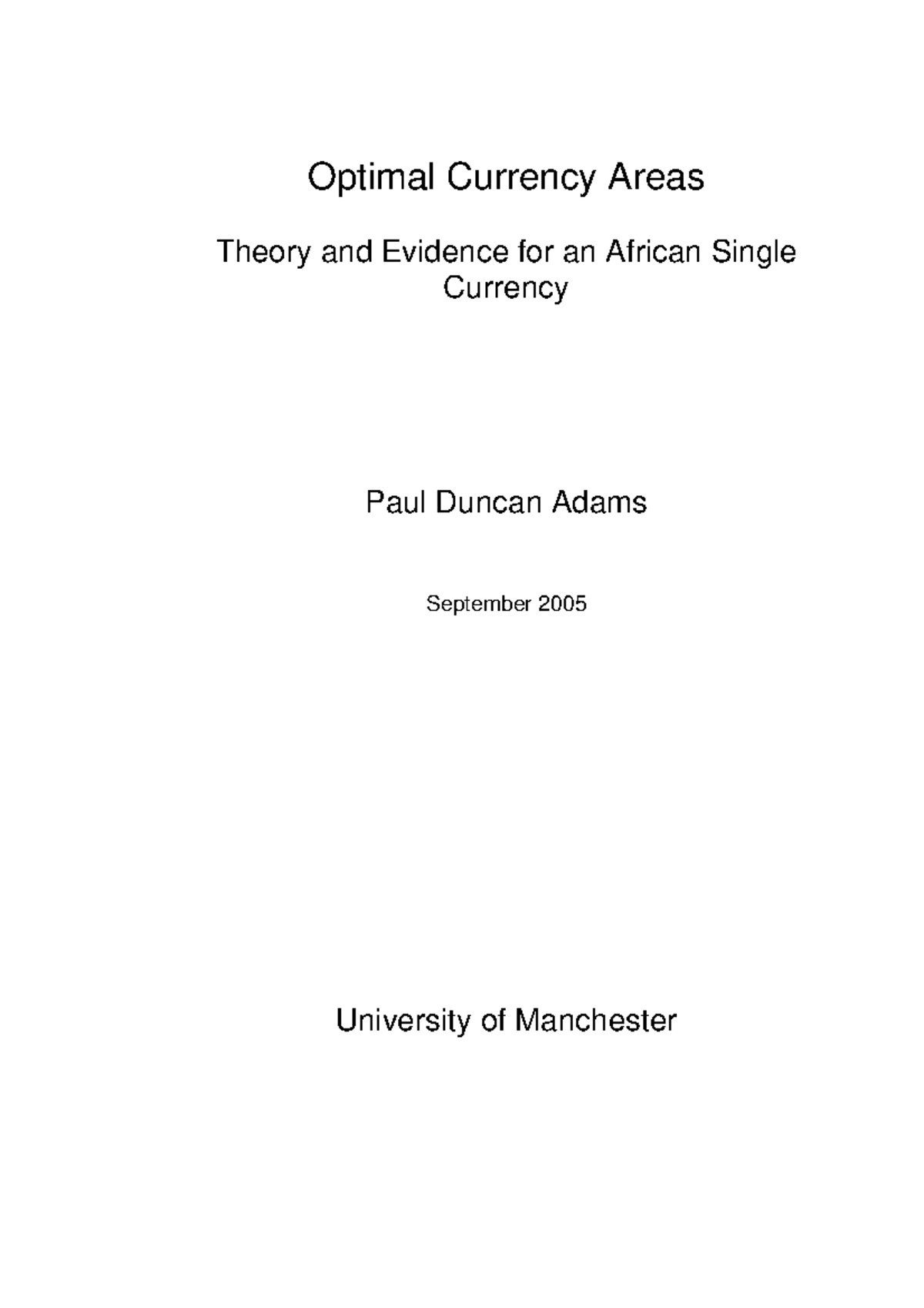 Adams-paper-oca Summary - Theory and Evidence for an African Single ...