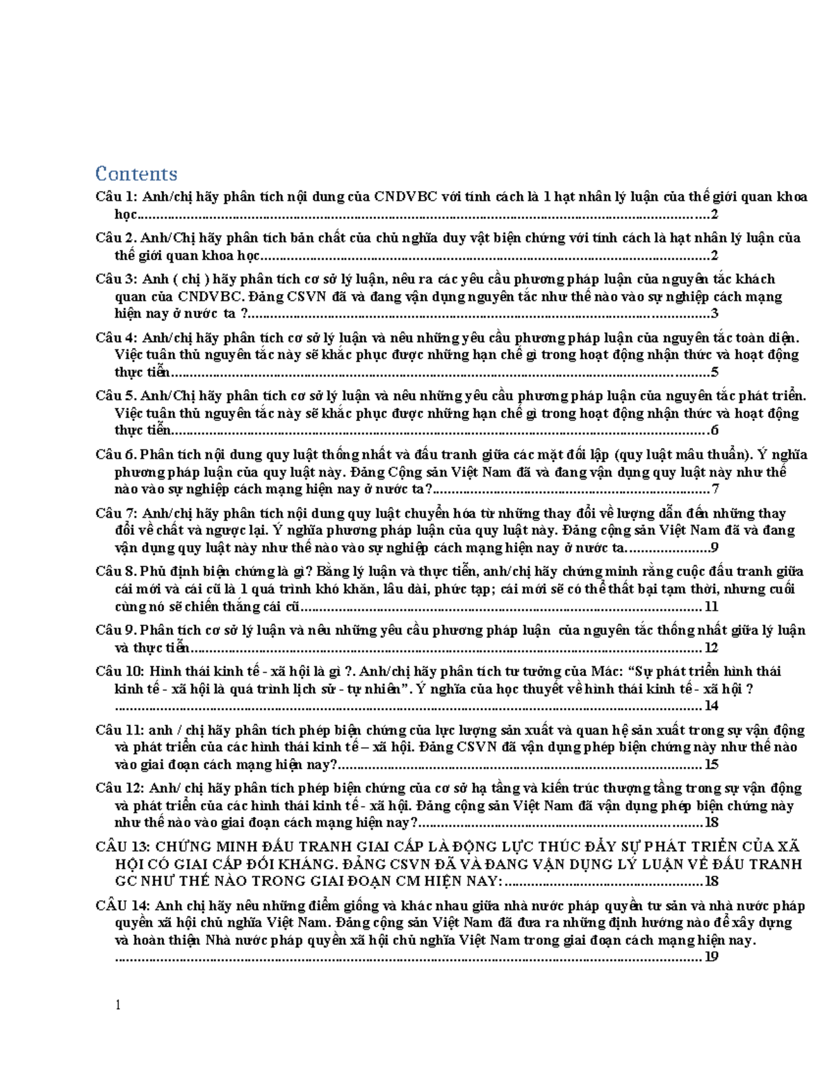 Q- Academy-y=triug - Contents Câu 1: Anh/chị hãy phân tích nội dung của ...