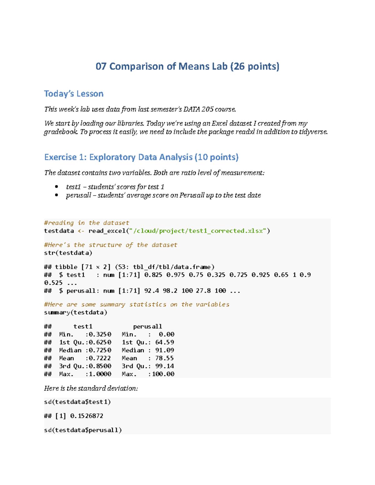 07 comparison of means lab homework - 07 Comparison of Means Lab (26 ...