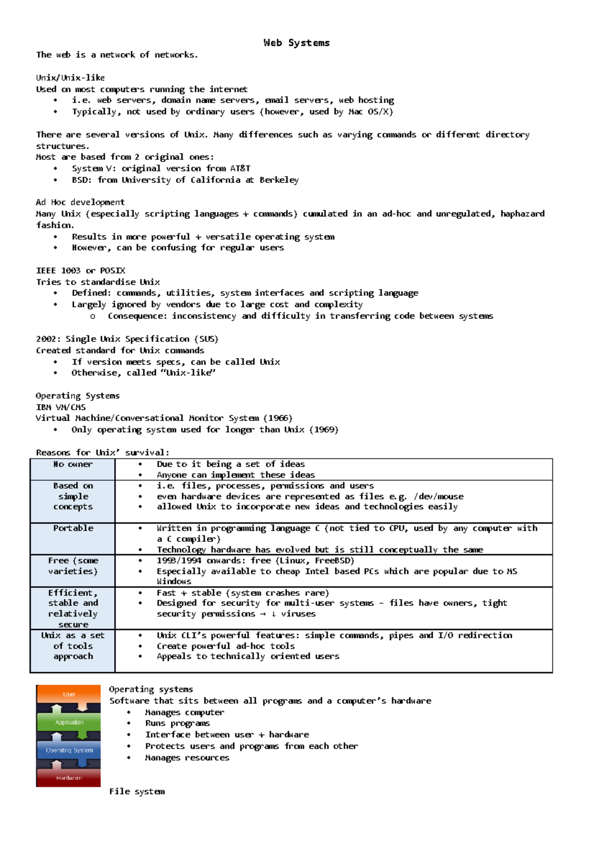 Web Systems Lecture Notes Web Systems The Web Is A Network Of Networks Unixunix Like Used