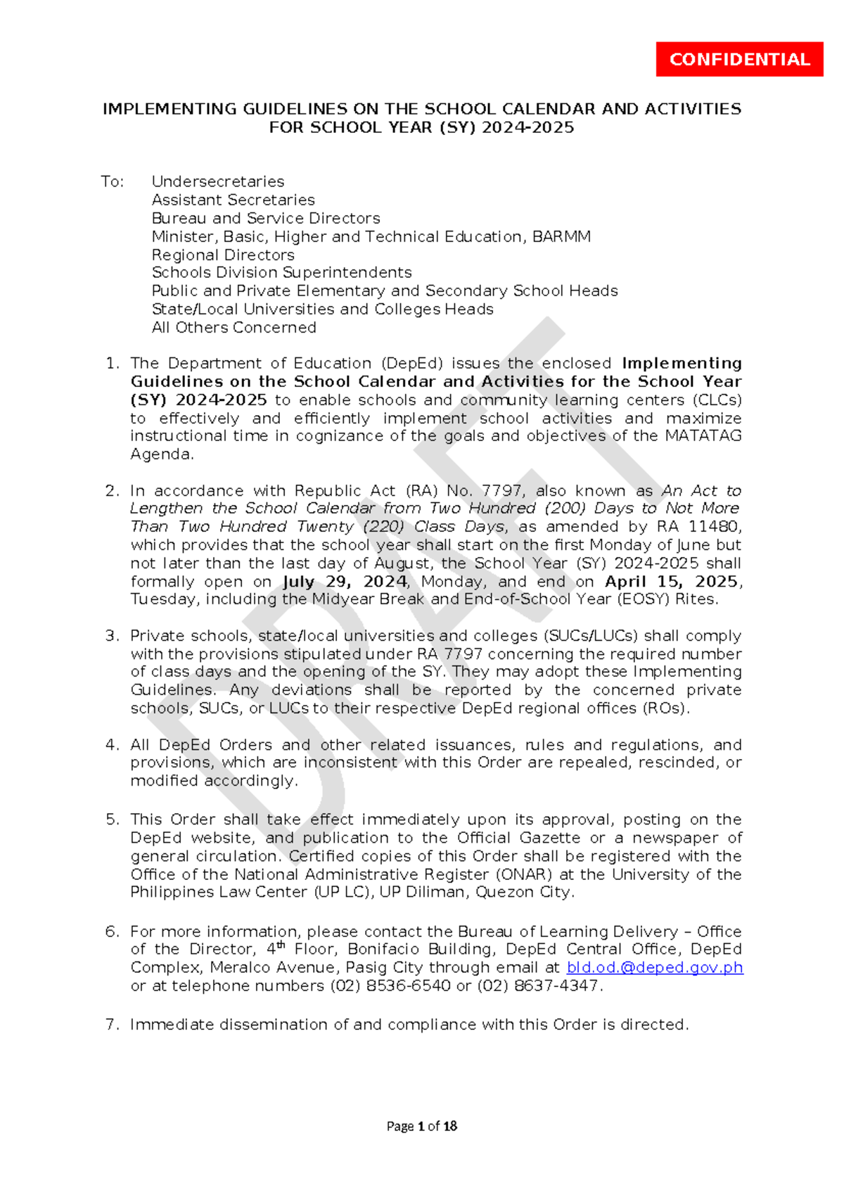 V4-Draft-DO School-Calendar-SY2024-2025 - IMPLEMENTING GUIDELINES ON ...