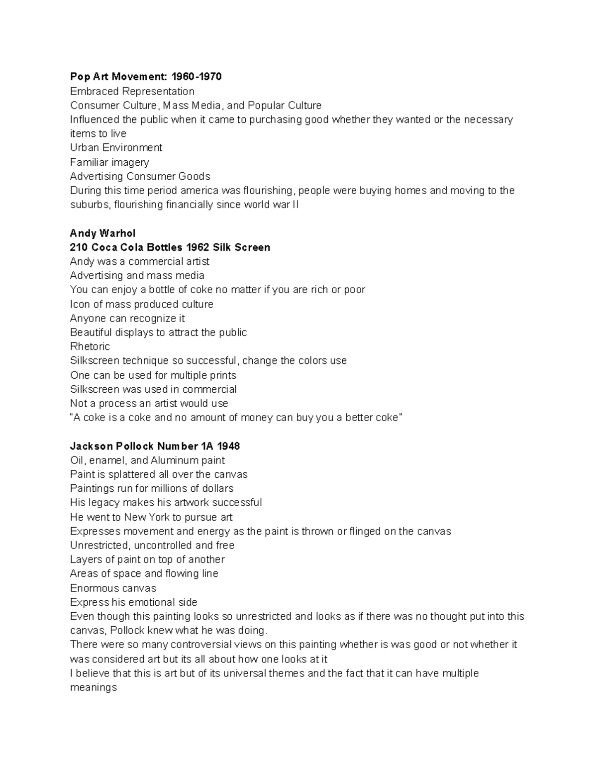 Heavenly Johnson Movement Notes - Pop Art Movement: 1960- Embraced ...