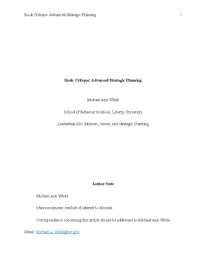 Leading with Vision - Leading with Vision Michael Ann White LEAD 620 ...