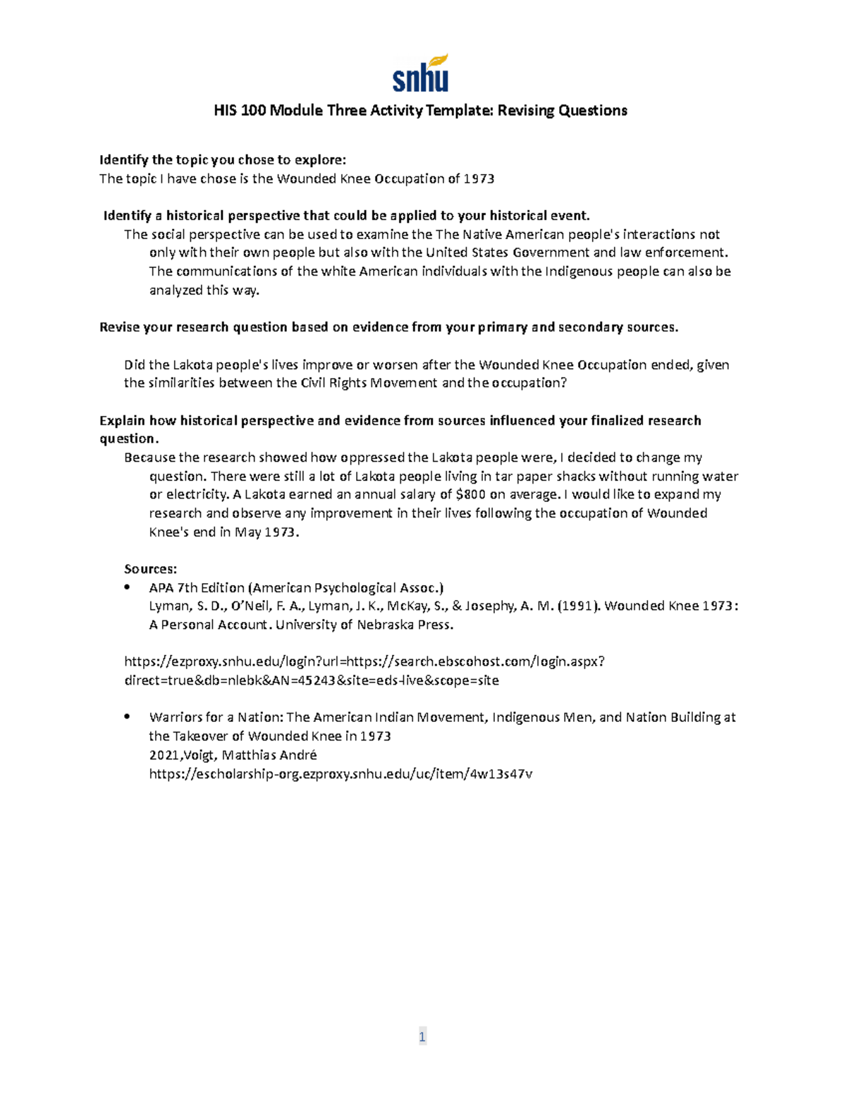 2HIS 100 Module Three Activity Revising Questions Template - HIS 100 ...
