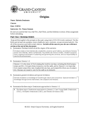 Origins Assignment - Origins Name: Habsita Doukoum Course: CWV- Date ...