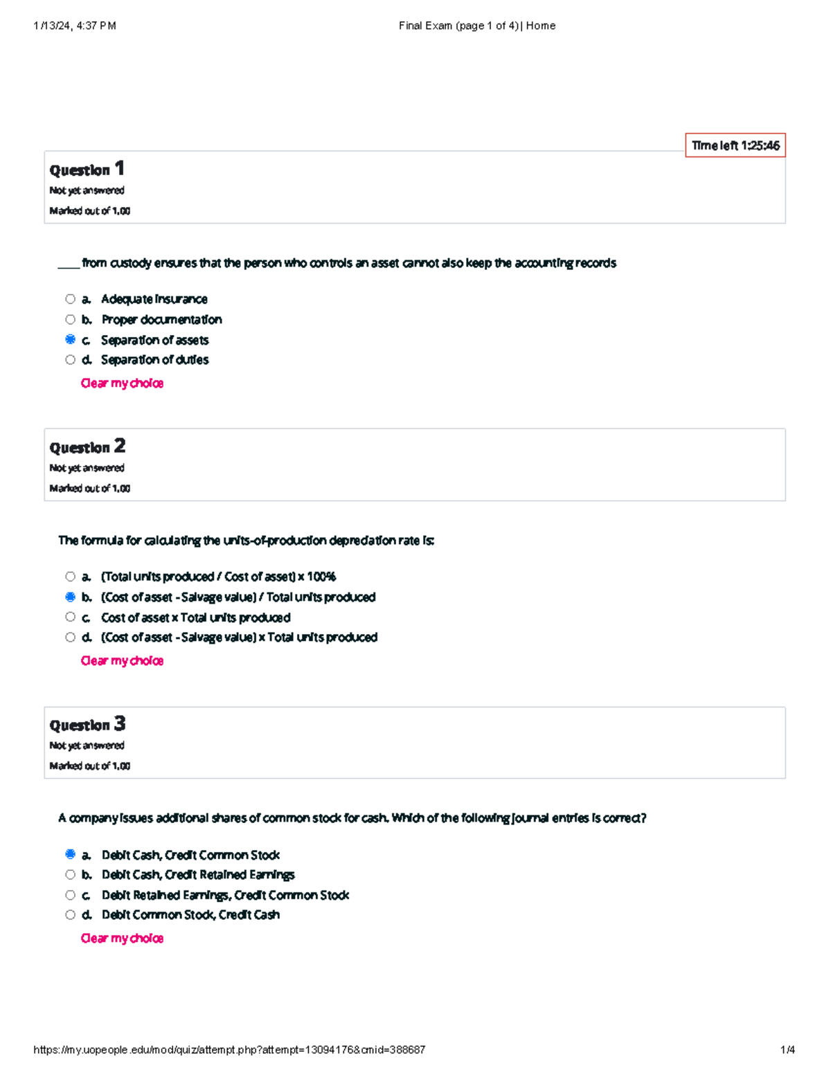 BUS 1102 9-2 Finals p1 - Actual final exam copy - Question 1 Not yet answered Marked out of 1 ...
