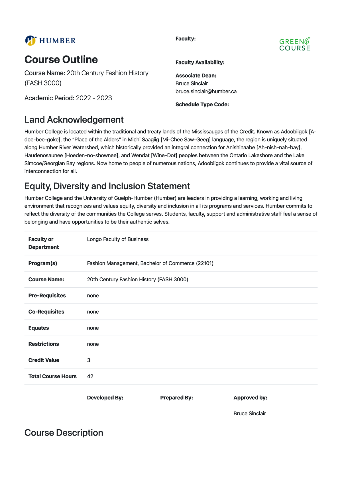 Course outline fash - C o u r s e O u t l i n e Course Name: 20 th ...