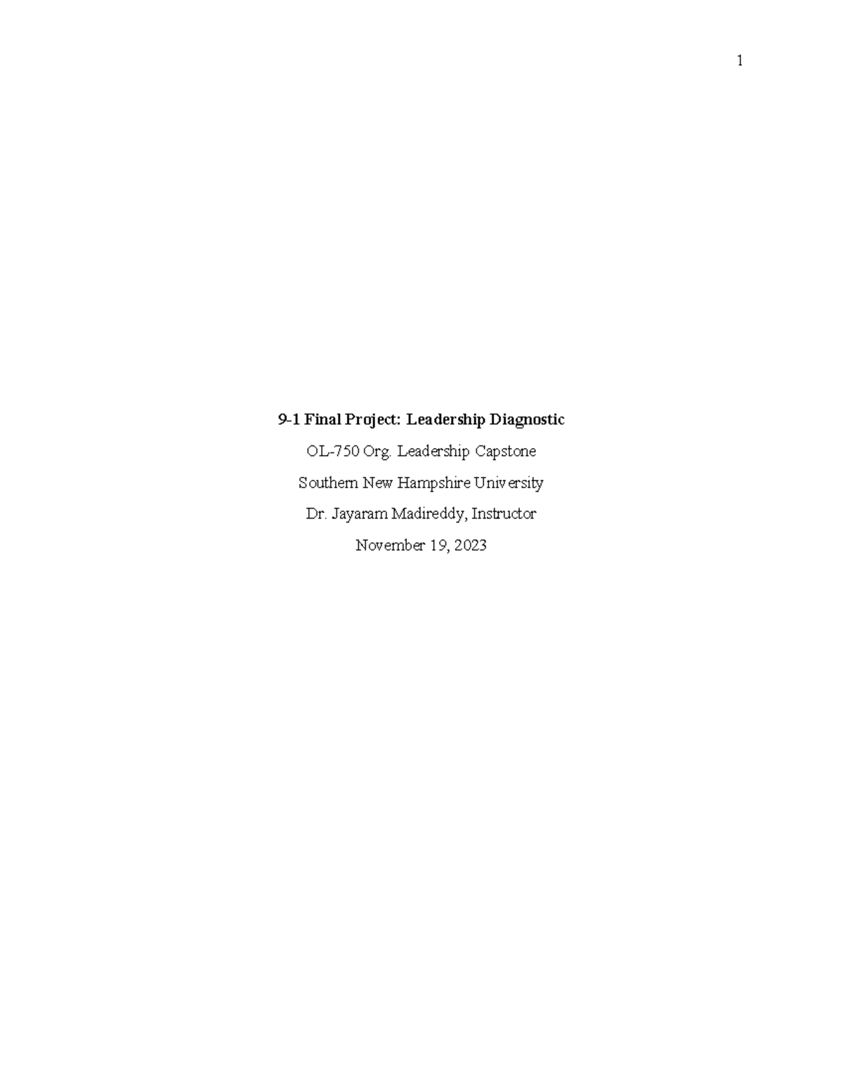 Final Project Submission - 9-1 Final Project: Leadership Diagnostic OL ...