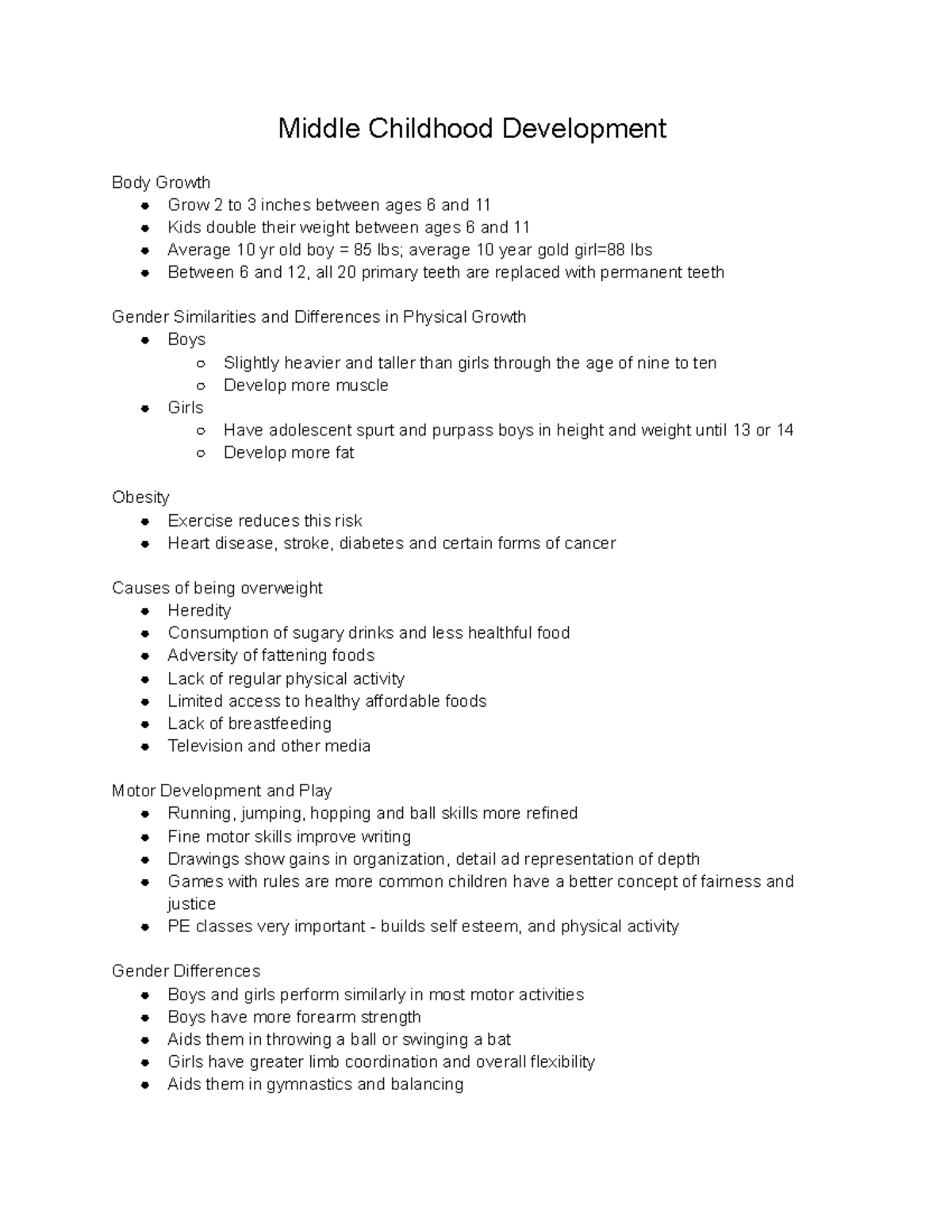 Chapter 9, 10, 11, 12 - Middle Childhood Development Body Growth Grow 2 ...