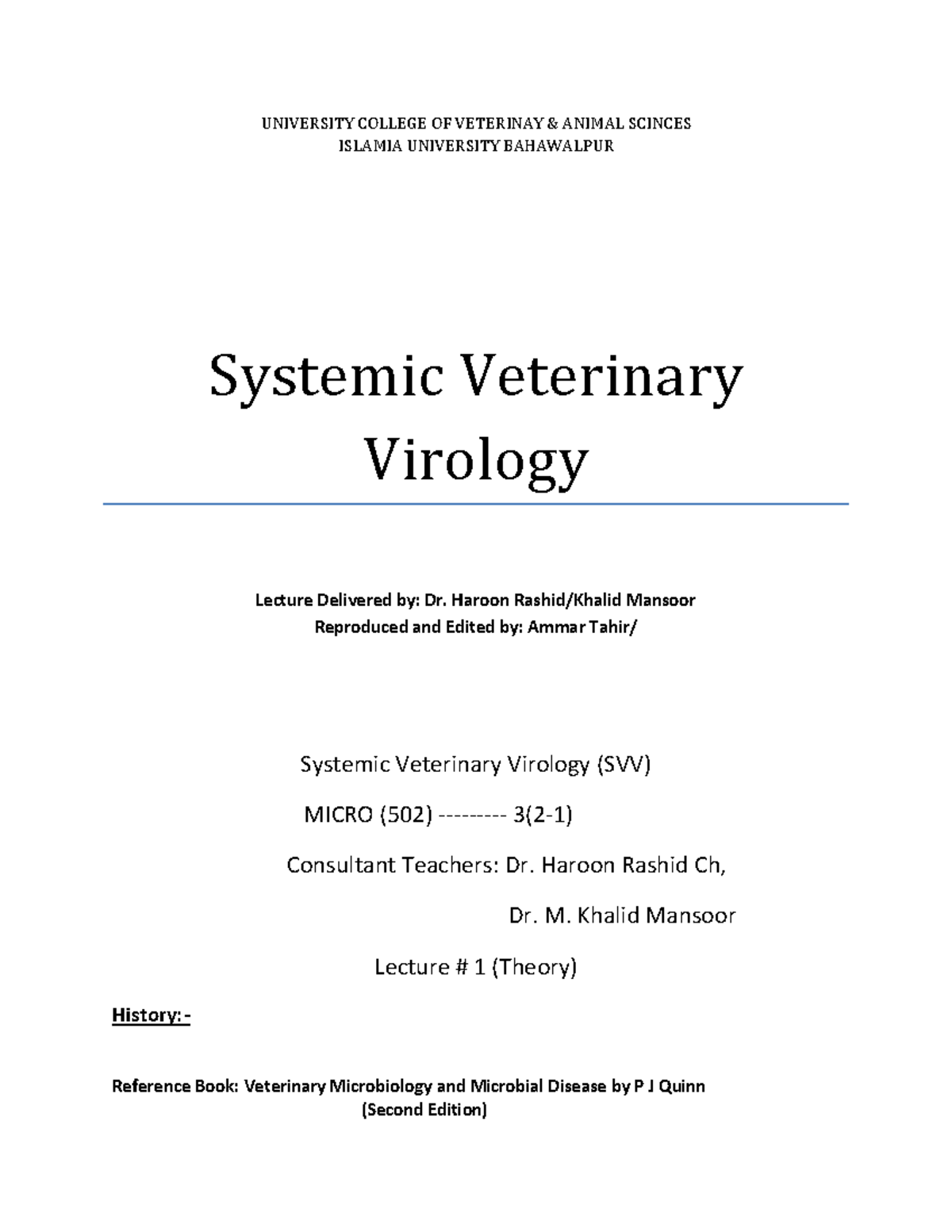 Systemic Veterinary Virology DNA Viruses - UNIVERSITY COLLEGE OF ...