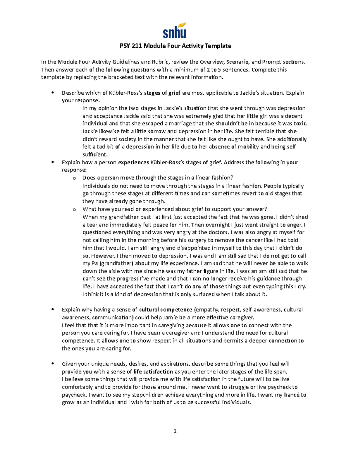 PSY 211 Module Four Activity - psy 211 - SNHU - Studocu