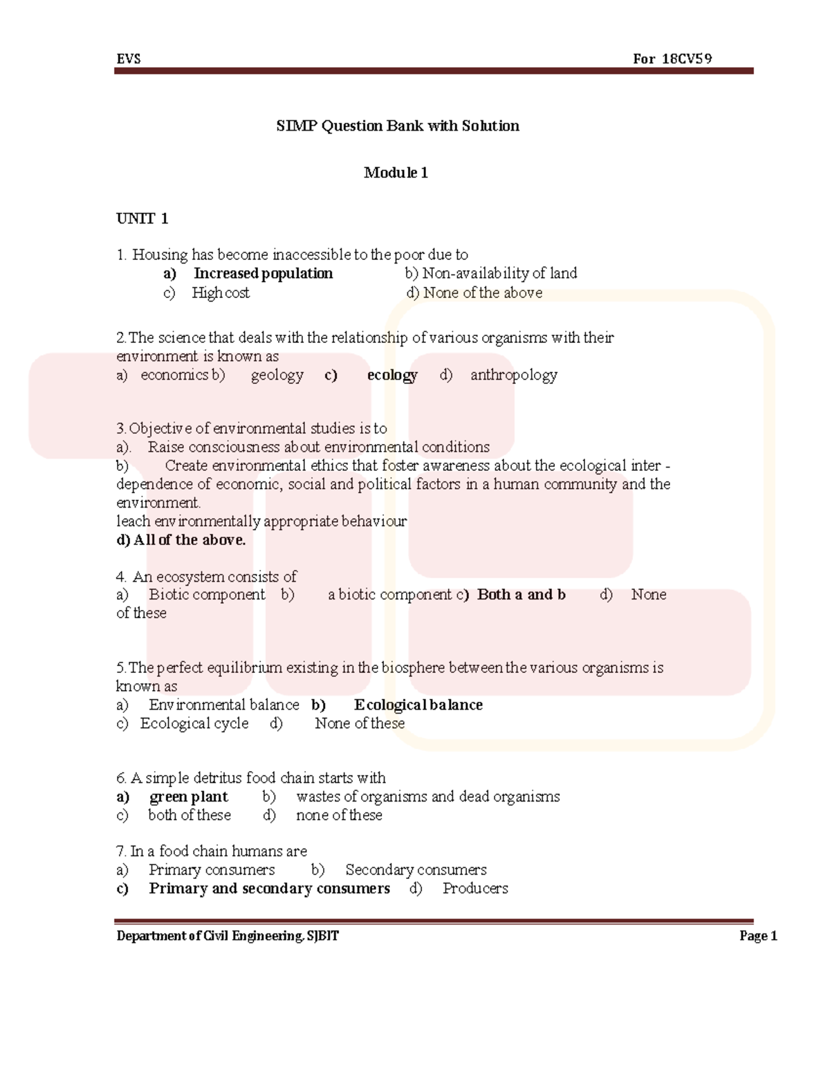 SIMP Question Bank with Solution - EVS For 18CV SIMP Question Bank with ...