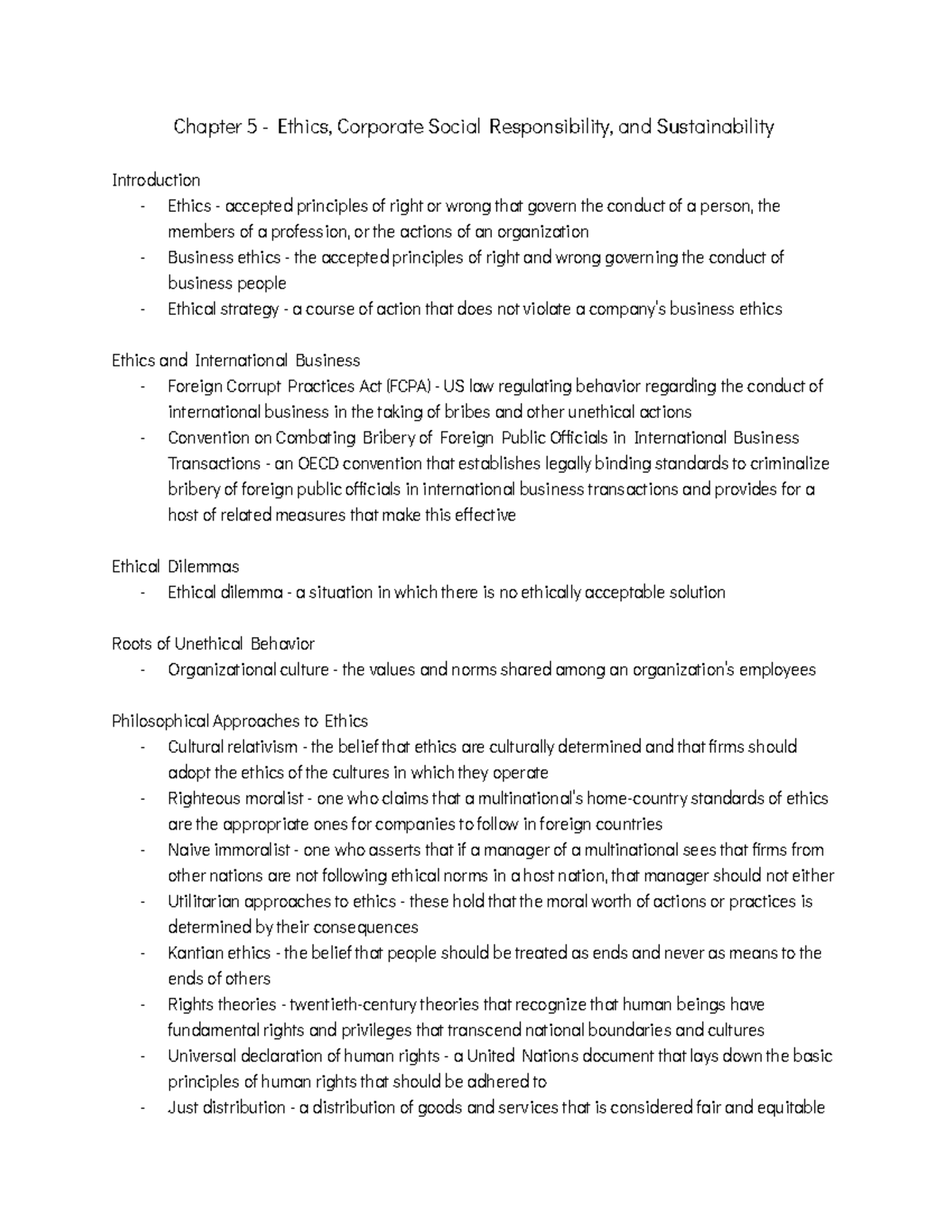 Chapter 5 - Ethics, Corporate Social Responsibility, and Sustainability ...