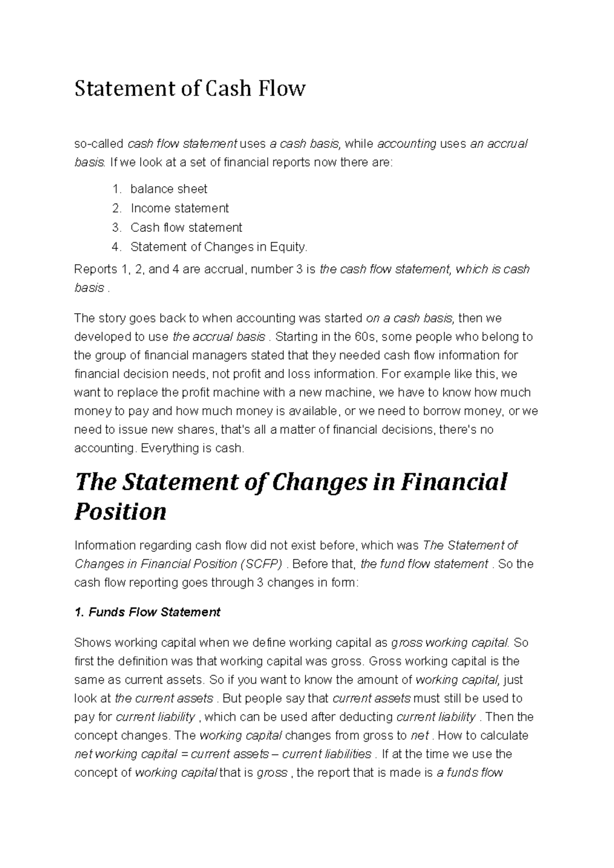 Statement of Cash Flow - Statement of Cash Flow so-called cash flow ...