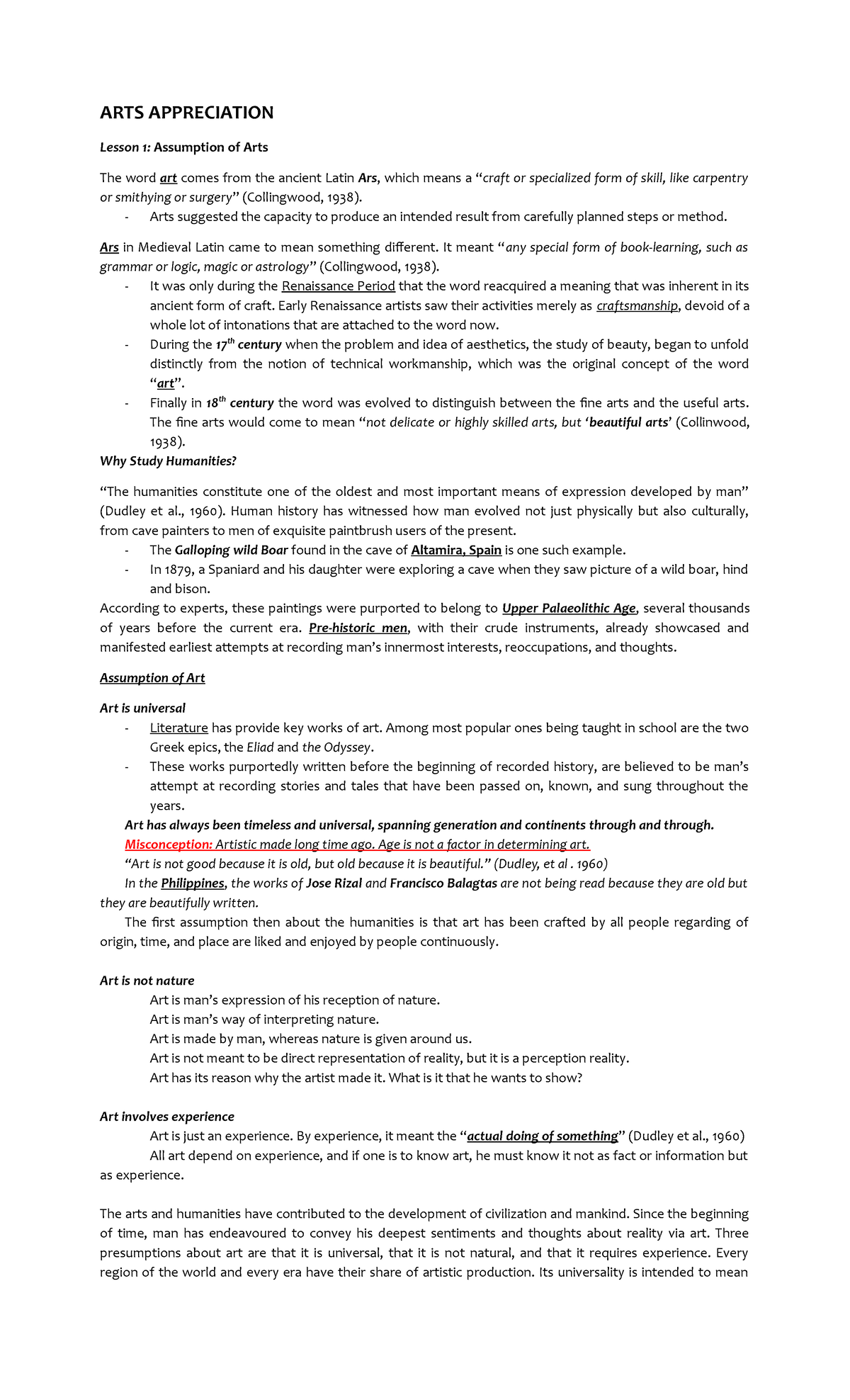 Lesson 1 - Assumption of Art - ARTS APPRECIATION Lesson 1: Assumption ...