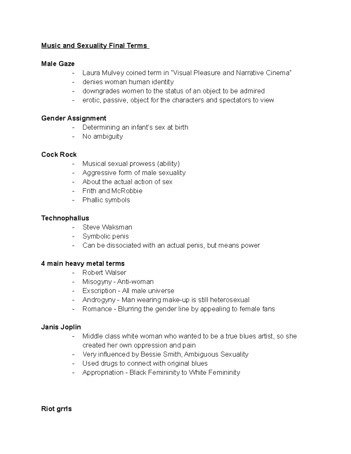 Music and Sexuality Final Terms - Punk Rockers/ Gutter Punks - Rock ...