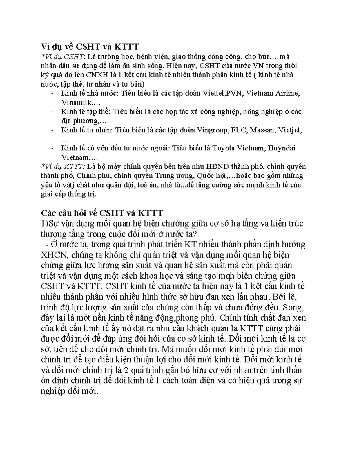 Ví dụ về CSHT và KTTT - .à nhân dân sử dụng để làm ăn sinh sống. Hiện ...