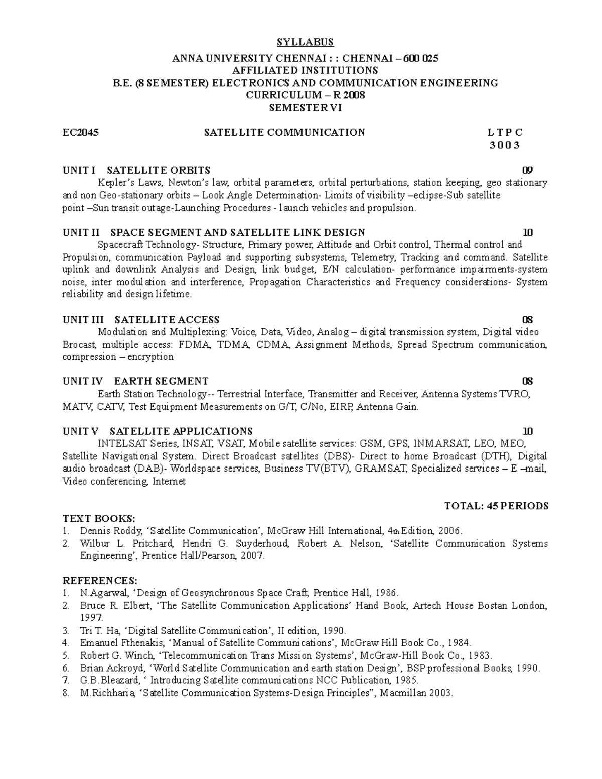 00 Lesson PLAN Satellite Communication - SYLLABUS ANNA UNIVERSITY ...