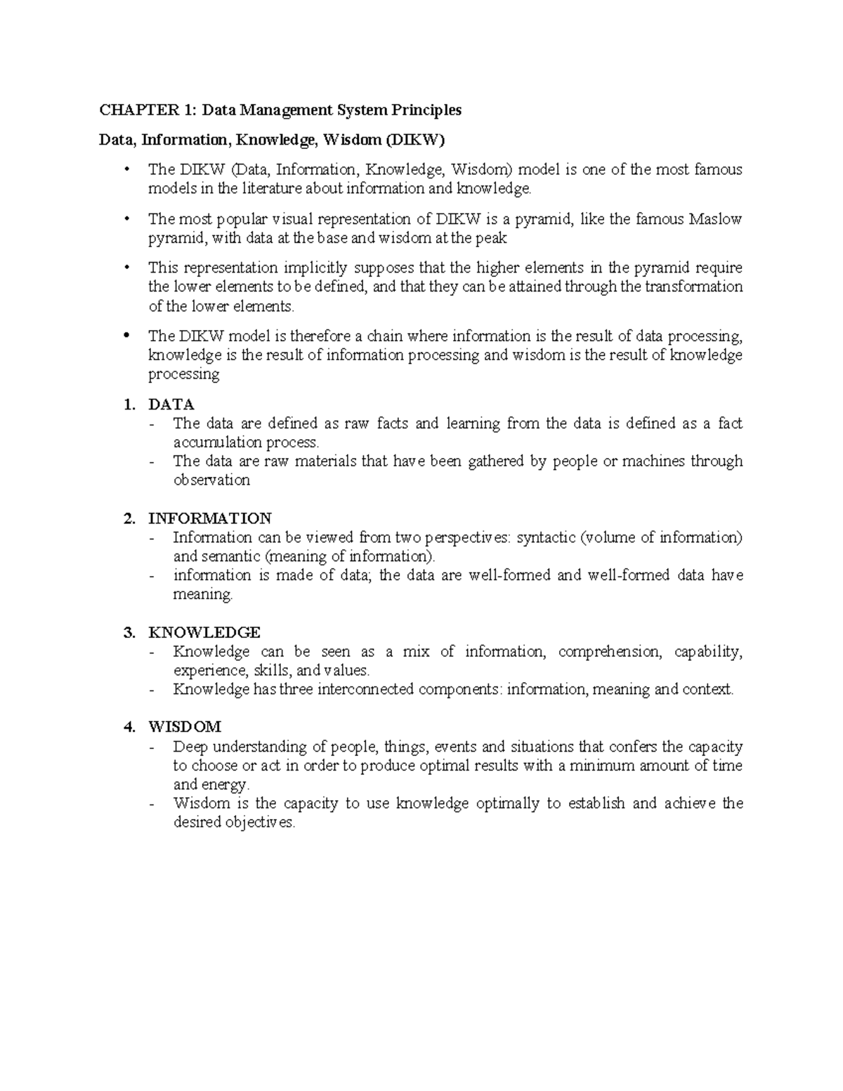 Notes IMD261 - CHAPTER 1: Data Management System Principles Data ...