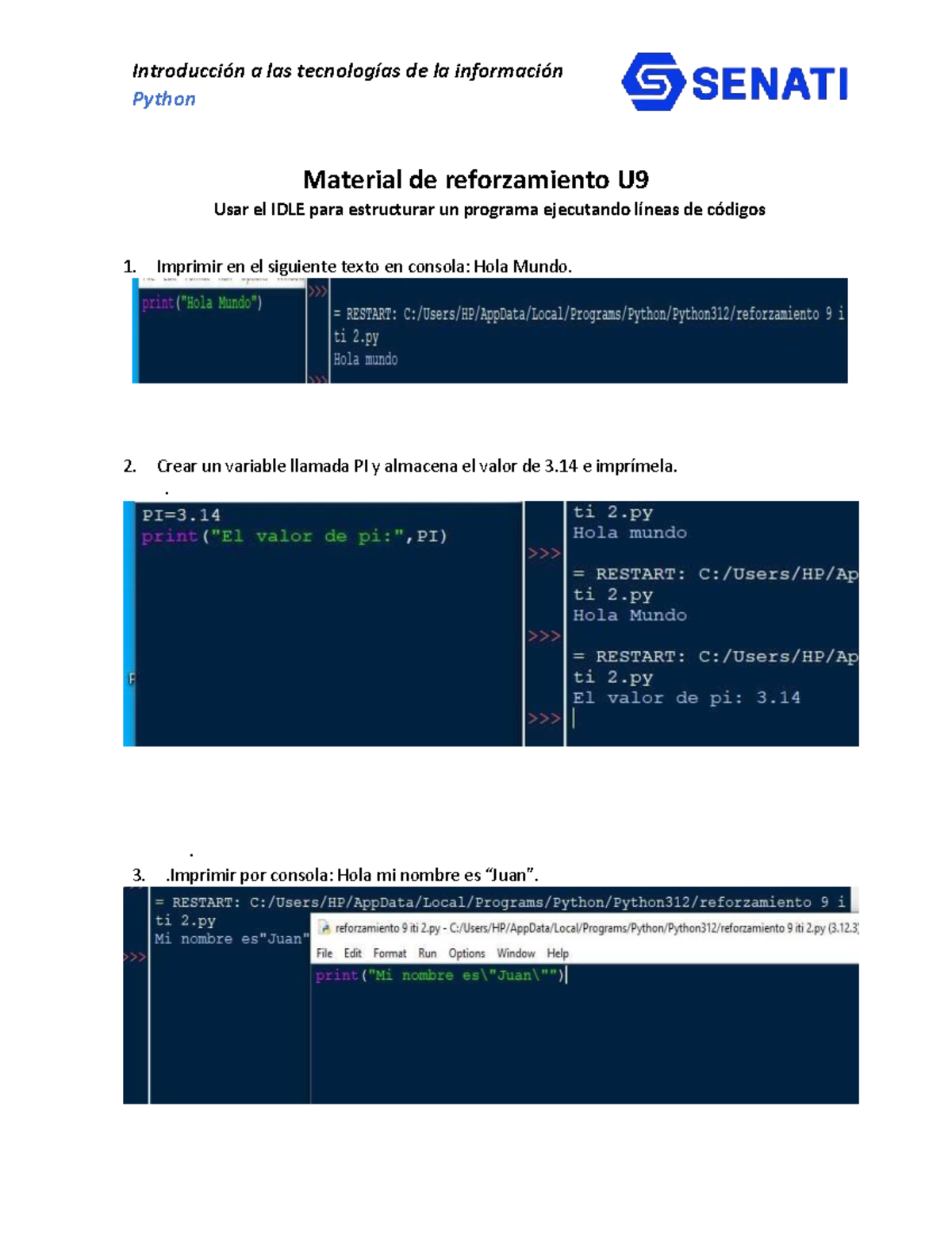 Material de reforzamiento U9 - Introducción a las tecnologías de la información Python Material ...