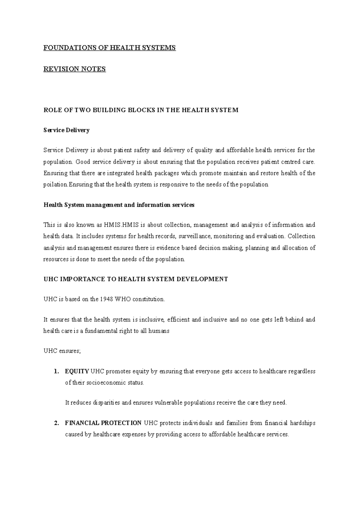 HMD 115 Foundations of health systems - FOUNDATIONS OF HEALTH SYSTEMS ...