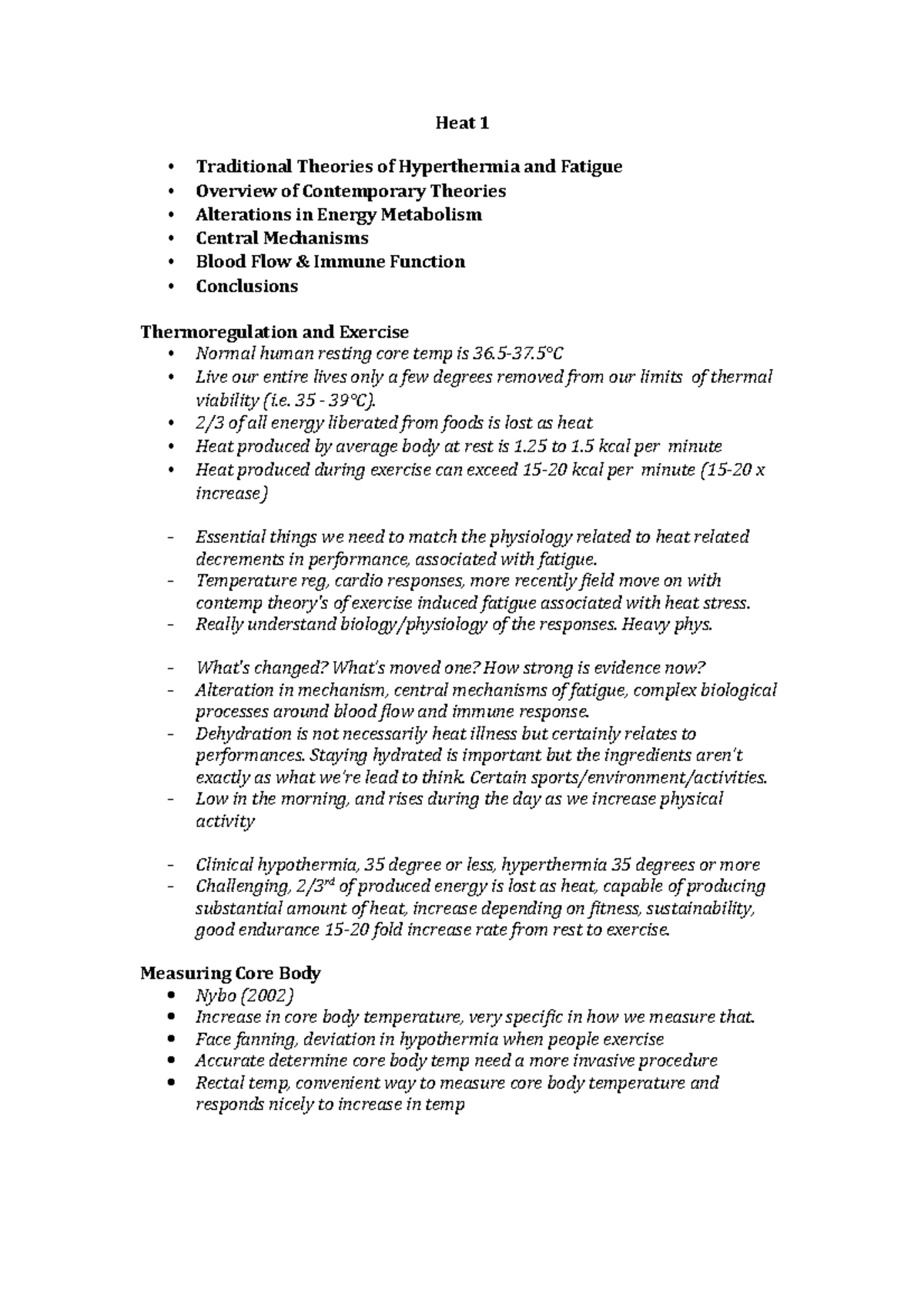 Heat 1 - Lecture notes - Heat 1 **- Traditional Theories of ...
