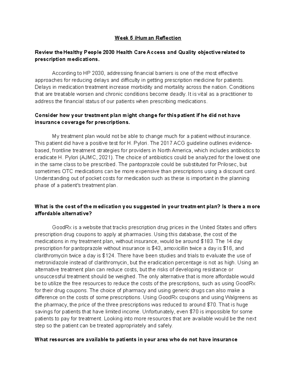 Week 5 i Human Reflection - Week 5 iHuman Reflection Review the Healthy ...