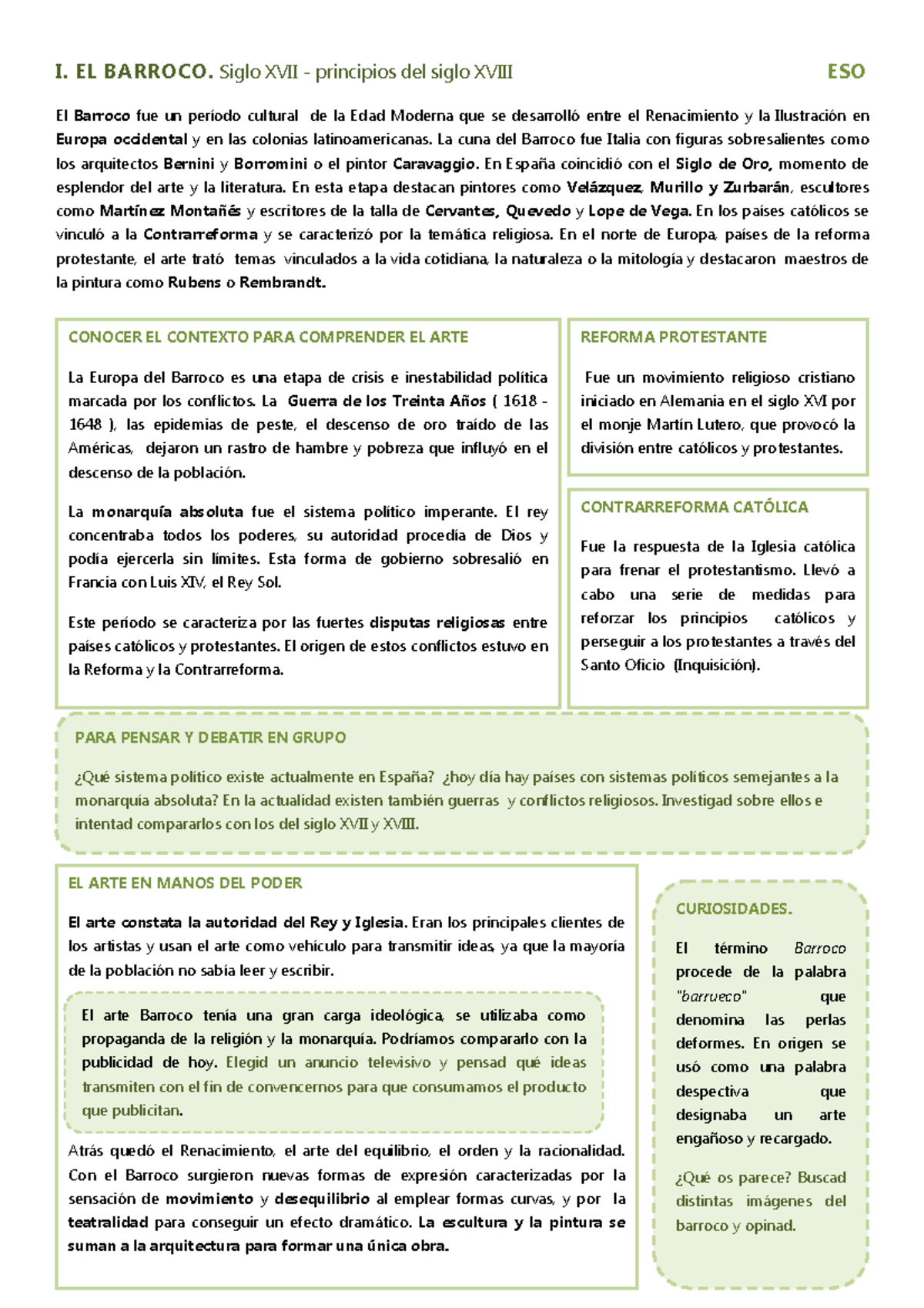 4 - Recopilación de Información sobre Arte Barroco - CURIOSIDADES. El ...