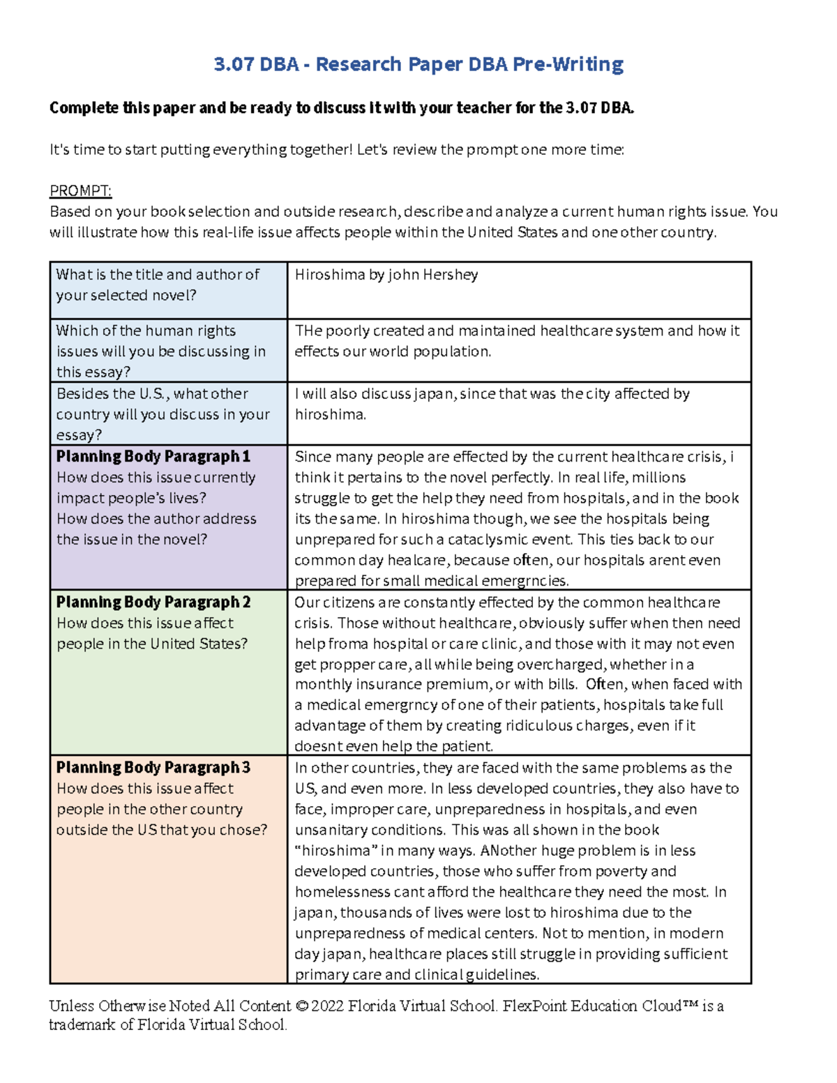 Copy of 3.07 DBA Prewriting Graphic Organizer - 3 DBA - Research Paper ...
