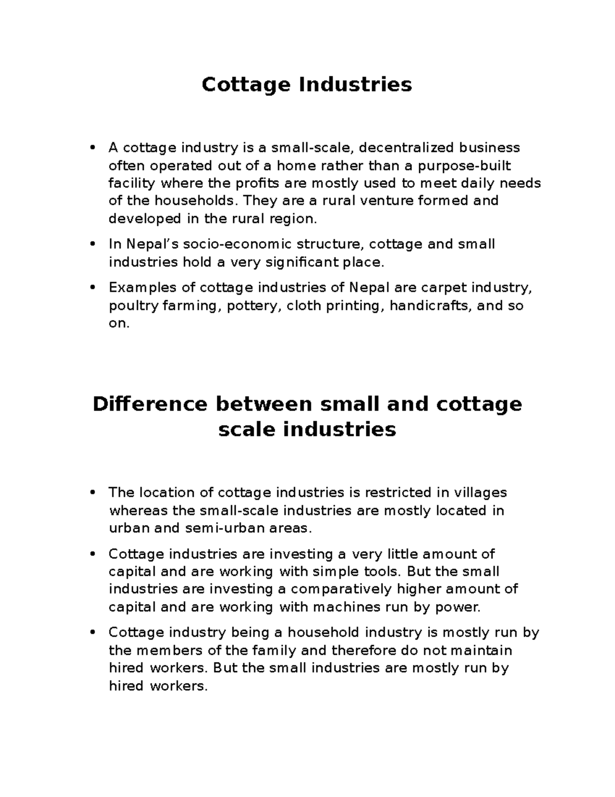Cottage Industry Nepal - Cottage Industries A cottage industry is a ...