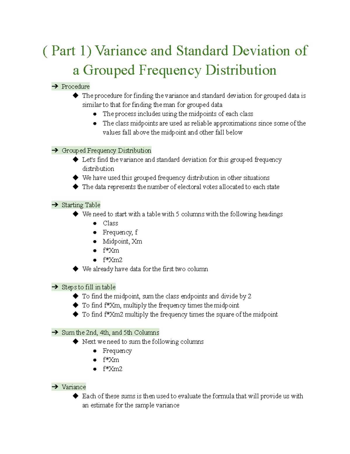Part 1 Variance And Standard Deviation Of A Grouped Frequency